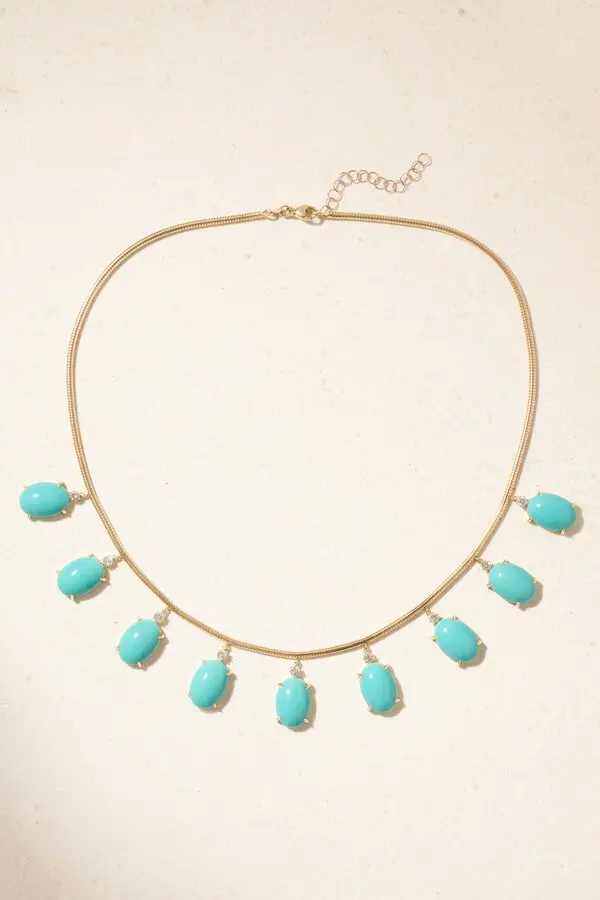 JENNA BLAKE 18-karat Turquoise And Diamond Necklace - Gold