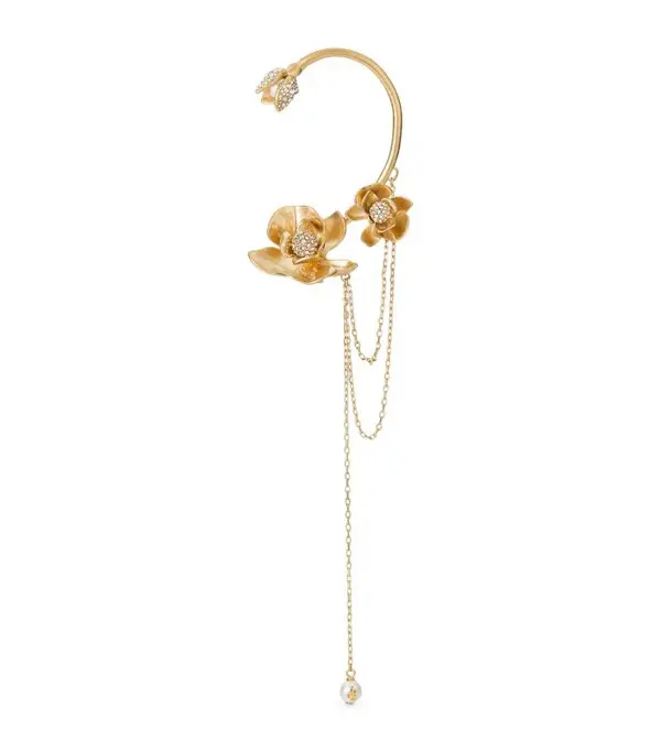 JIMMY CHOO Embellished Petal Single Ear Cuff - Gold | Editorialist