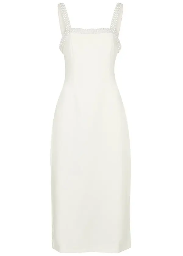 Oddmuse Embellished Stretch-crepe Midi Dress - White