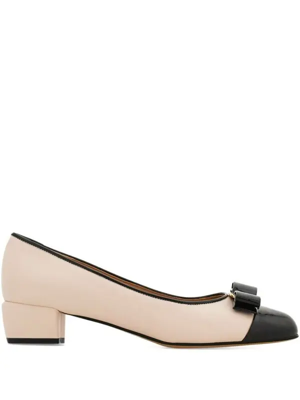 FERRAGAMO Vara Two-tone Ballerina Flats - Powder