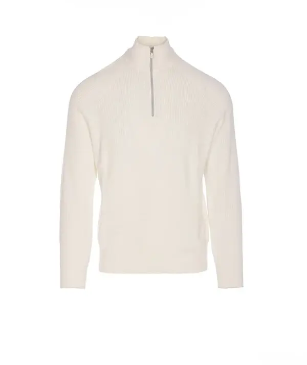 Brunello Cucinelli Half Zip Sweater - White