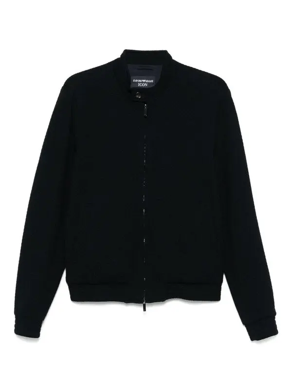 Emporio Armani Wool Blend Blouson Jacket - Blue