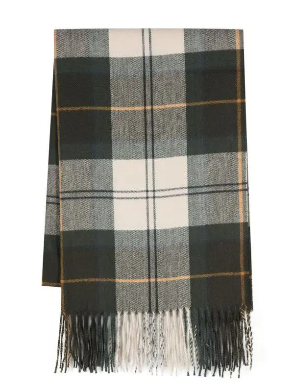 Barbour Green Fringed Checked Scarf - Multicolour