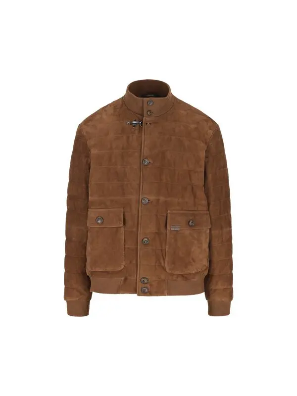 FAY Quilted Suede Bomber Jacket - Kenia