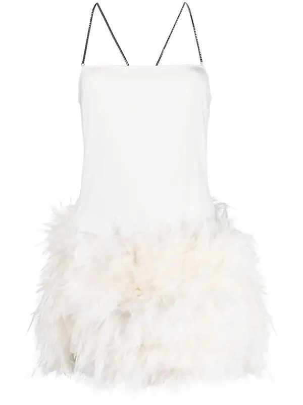 Attico Fujiko Feather-trimmed Minidress