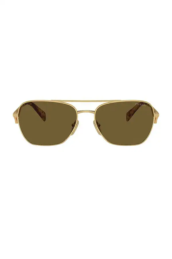 Prada Aviator Sunglasses In Metallic Gold - Gold & Dark Green ...