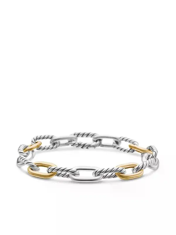 David Yurman 18kt Yellow Gold And Sterling Dy Madison Chain Bracelet - Silver