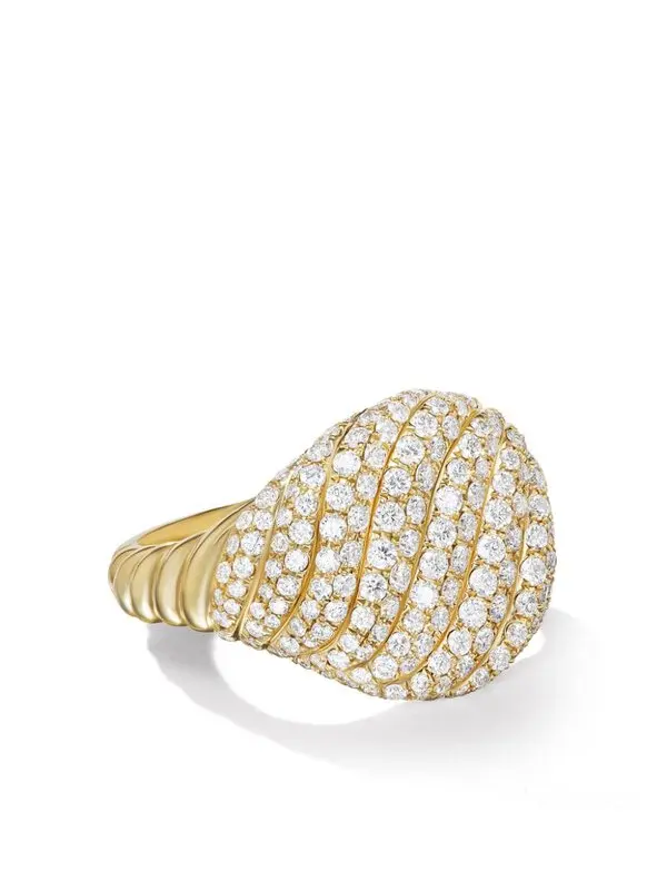 David Yurman 18kt Yellow Sculpted Cable Diamond Ring - Gold