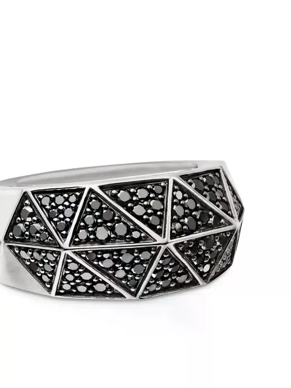 David Yurman Sterling Faceted Diamond Signet Ring