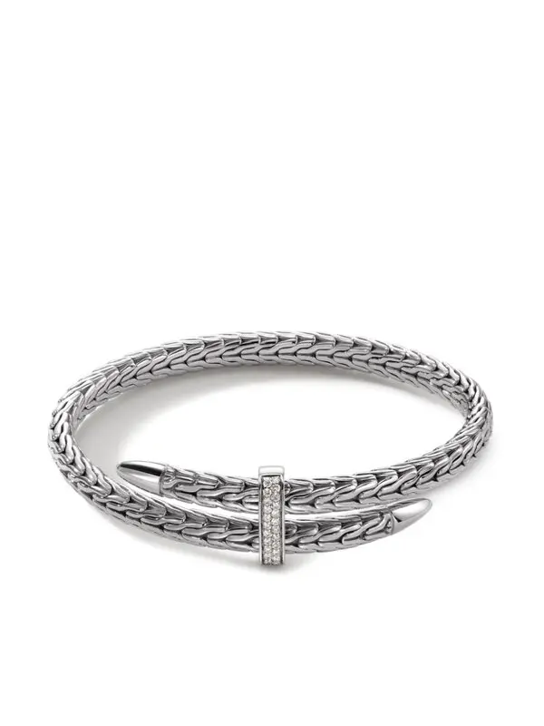 John Hardy Sterling Spear Flex Diamond Cuff Bracelet