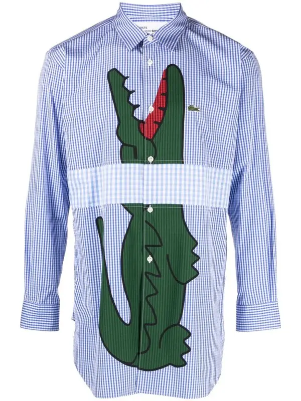 Comme Des Garçons X Lacoste Logo-print Checked Shirt - Blue