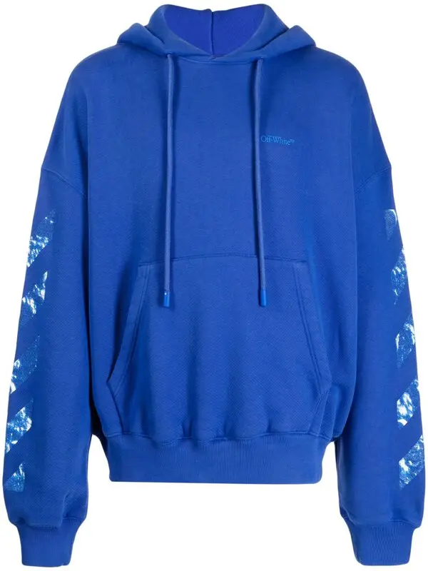 Off-White Cotton Hoodie - Blue