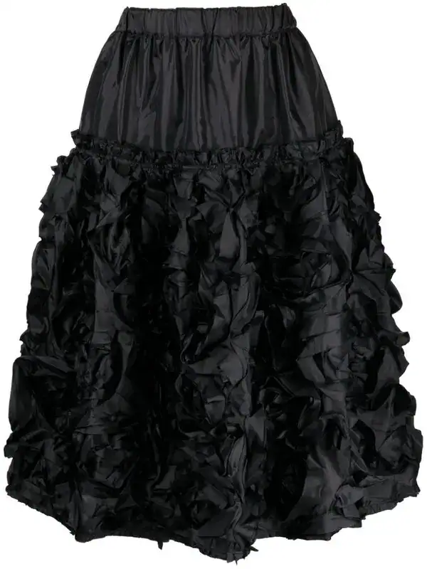 Comme Des GarçOns Ruched Flared Midi Skirt In Black 60% Off