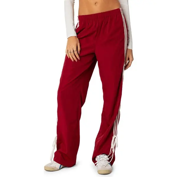 EDIKTED Remy Tie Detail Track Pants - Red