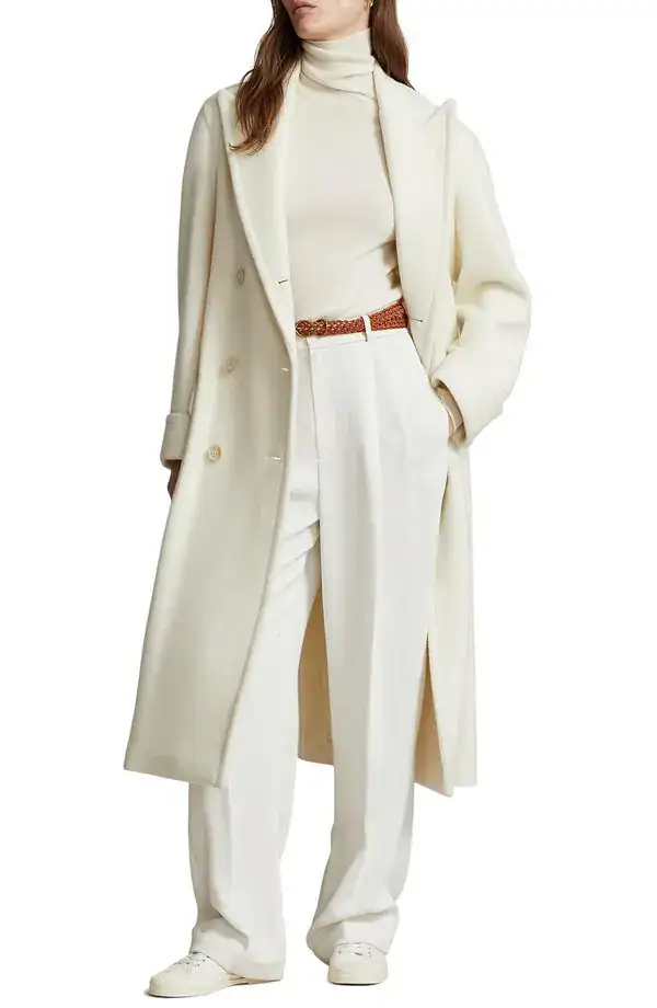 Ralph Lauren Wool Blend Coat In Cream 50% Off Editorialist