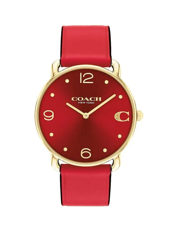 Coach Elliot Ionic-plated Gold Steel & Leather Strap Watch/36mm - Red ...