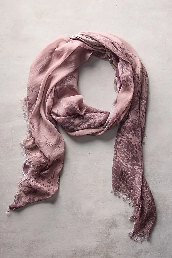 ELIZABETH GILLETT Celeste Floral Border Scarf - Mauve