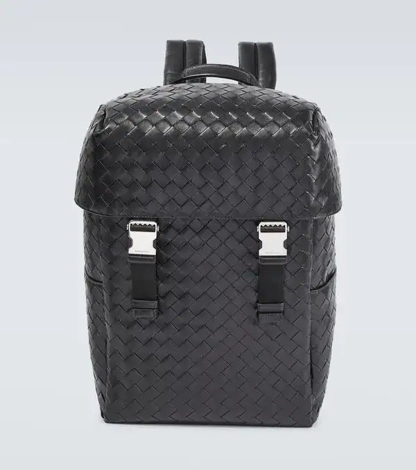 Bottega Veneta Intrecciato Leather Backpack Black Editorialist