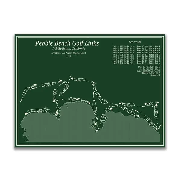 Course Maps Pebble Beach Golf Course Map - Green Multi | Editorialist