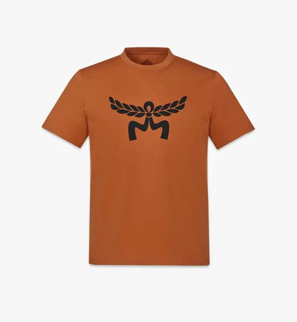 Mcm Laurel Logo Print T-shirt In Organic Cotton - Cognac