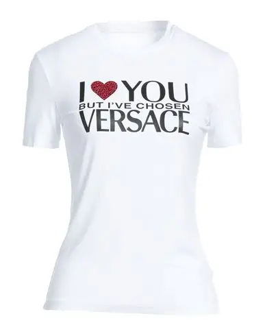 Versace Printed T-shirt With Crystal Embellishments - White