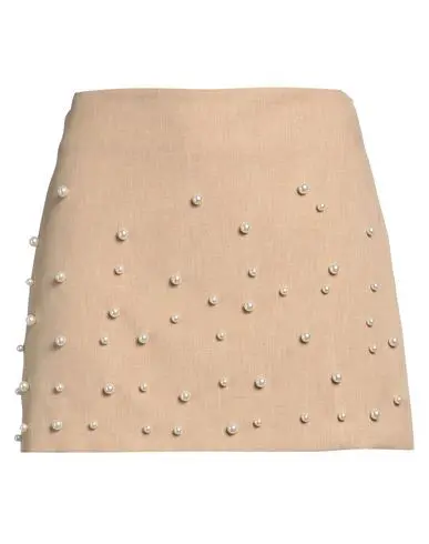 VICOLO Flared Mini Skirt With Bead Appliqués - Beige