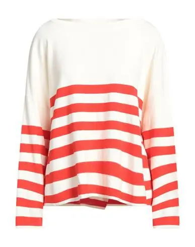 VICOLO Striped Knit Sweater - Tomato Red
