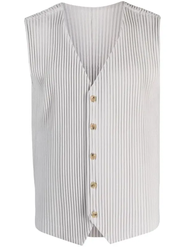 Issey Miyake Plissé-effect Waistcoat - Grey
