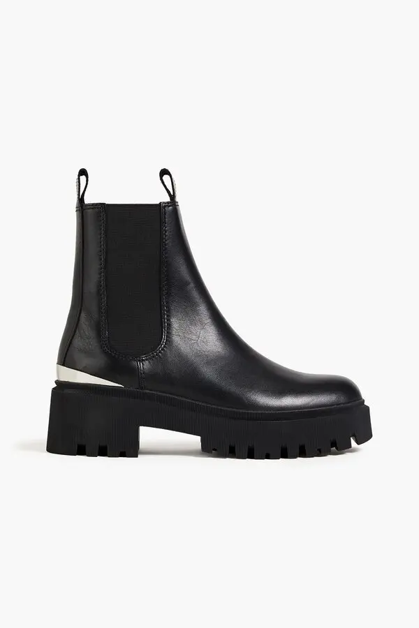 Maje Leather Chelsea Boots - Black