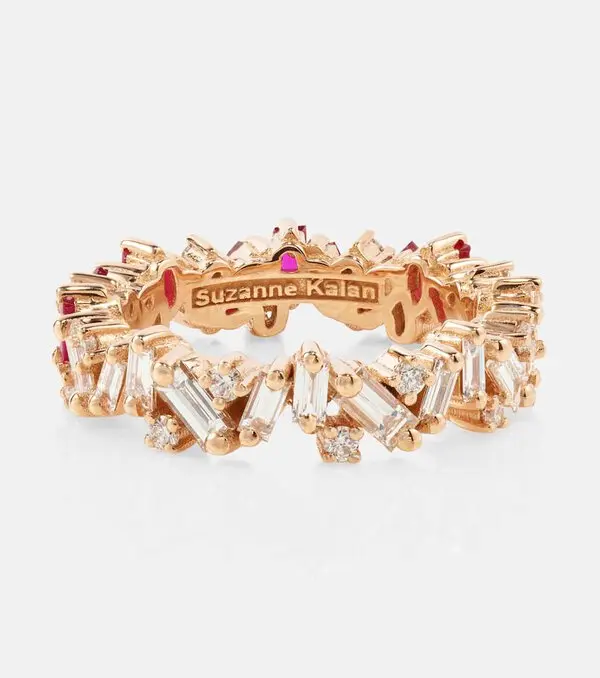 SUZANNE KALAN 18kt Gold Ring With Rubies And White Diamonds