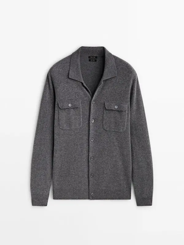 Buy Massimo Dutti Wool Blend Knit Overshirt - Anthracite Grey At 20% ...