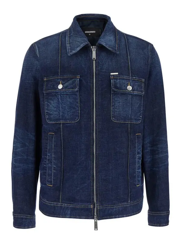 Dolce Gabbana Padded Denim And Wool-Blend Jacket In Blue 72