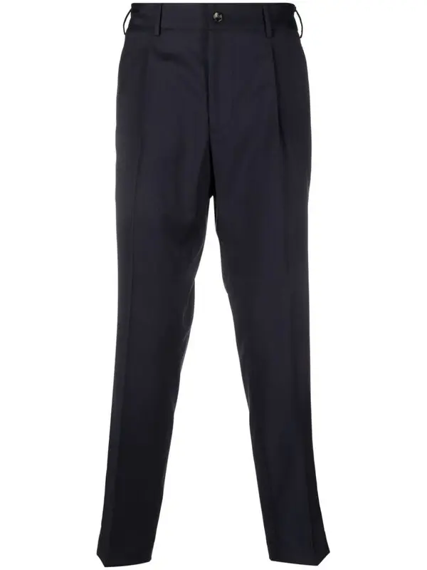DELL'OGLIO Pleat Detailing Wool Trousers - Blue