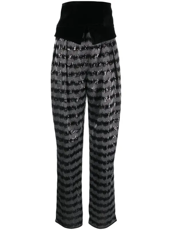 Emporio Armani Striped Sequinned Trousers