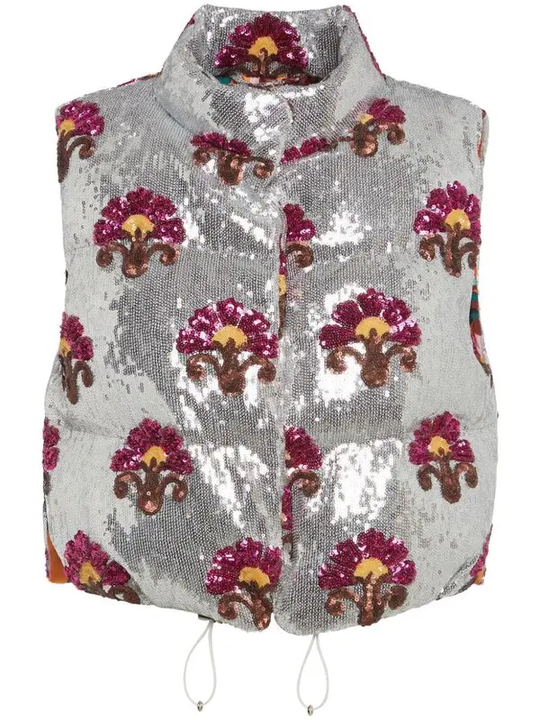 La DoubleJ Bonbon Sequin-embellished Gilet - Grey