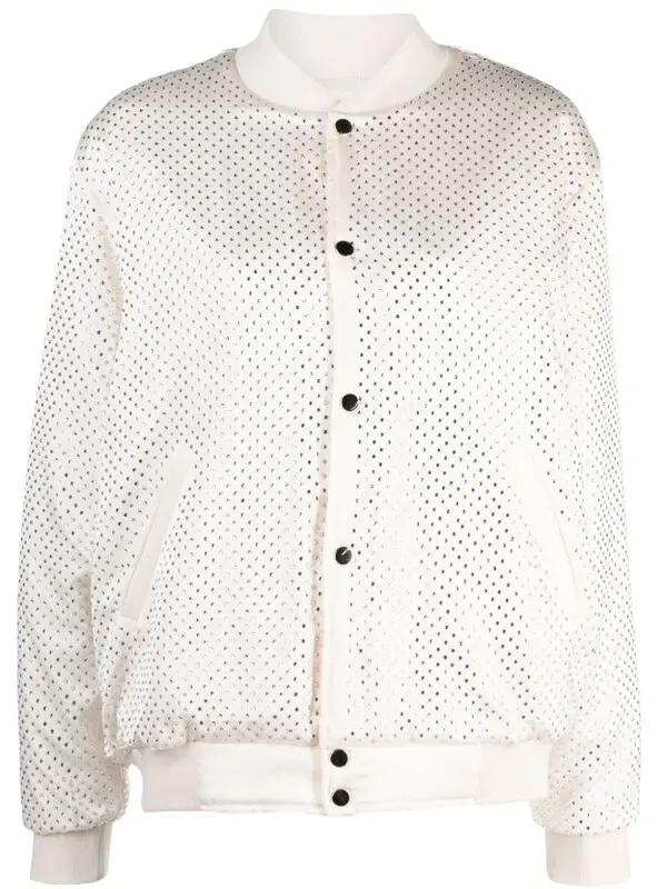 P.a.r.o.s.h Crystal-embellished Bomber Jacket - Neutrals