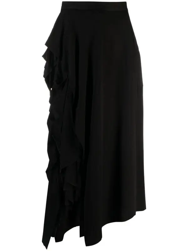 Yohji Yamamoto Ruffled Asymmetric Maxi Skirt