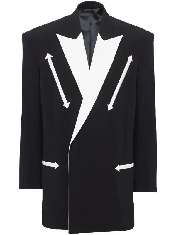 Balmain Crepe-Texture Double-Breasted Blazer In Black 50% Off