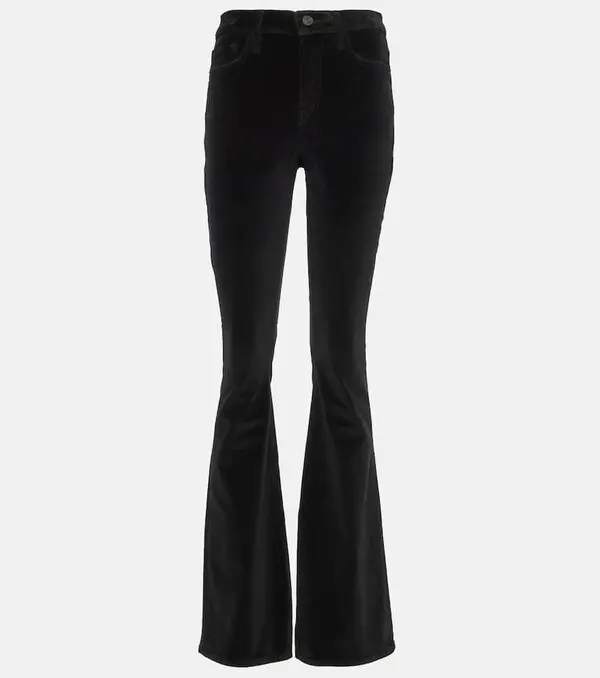 FRAME Le High Flare Velveteen Pants - Black