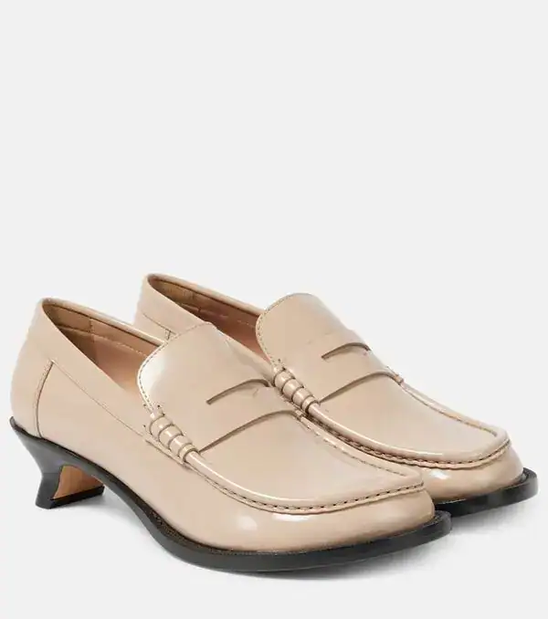 Loewe Campo Leather Loafer Pumps - Pink | Editorialist