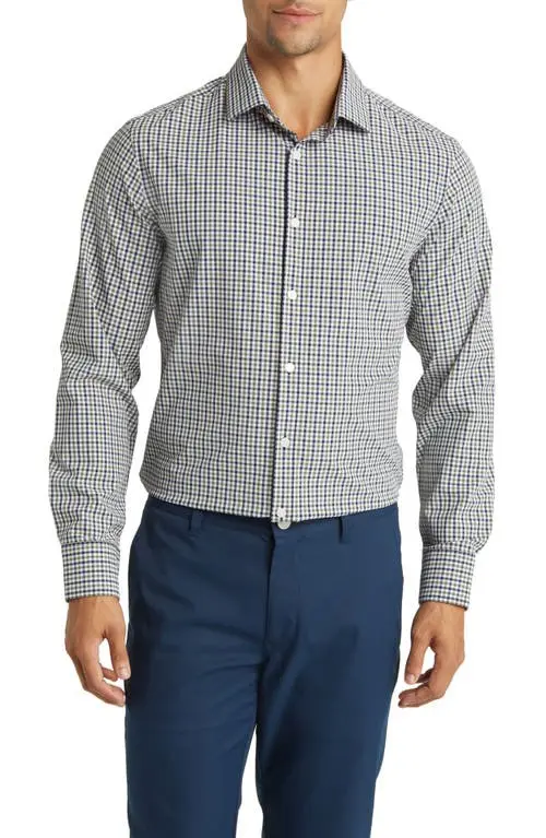 Mizzen+main Leeward Trim Fit Gingham Performance Button-up Shirt - Sage Multi Gingham