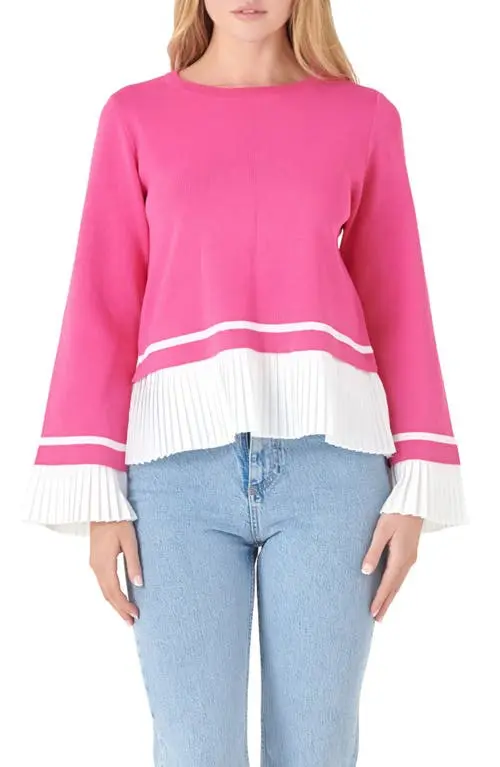 English Factory Mixed Media Pleat Sweater