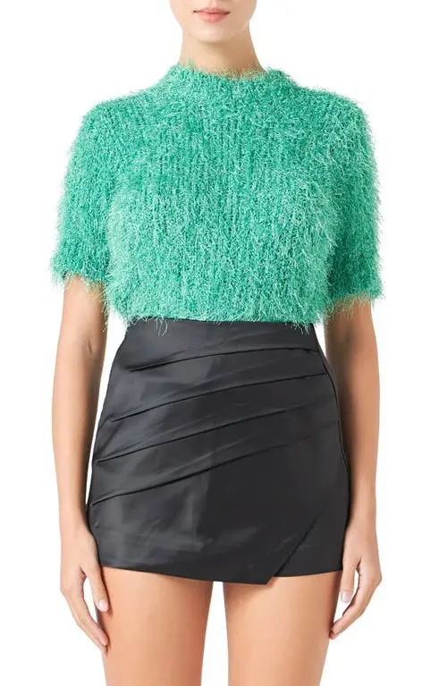 Endless Rose Fuzzy Knit Sweater - Green