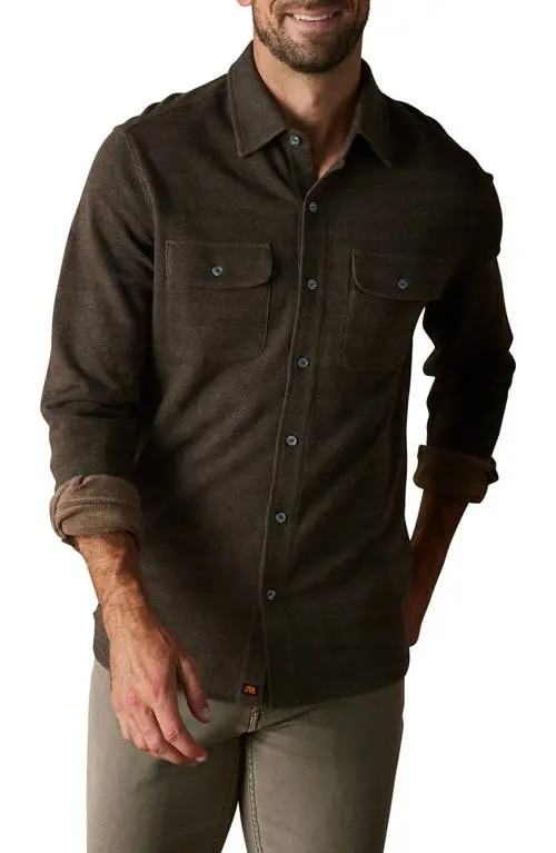 THE NORMAL BRAND Textured Knit Long Sleeve Button-up Shirt - Java
