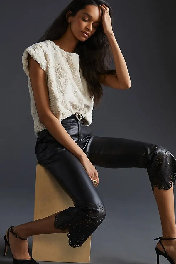 Maeve Faux-fur T-shirt - Cream