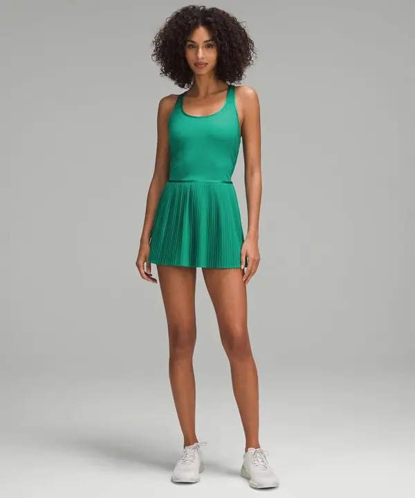 Lululemon Scoop-Neck Pleated Linerless Tennis Dress - Cascadia Green |  Editorialist