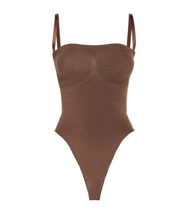 SKIMS Seamless Sculpt Thong Bodysuit - Brown | Editorialist