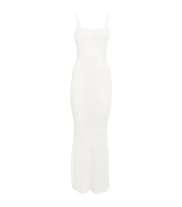 Skims Soft Lounge Long Slip Dress In White - 70% Off | Editorialist