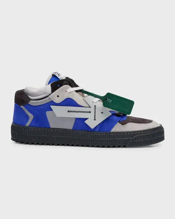 Off-White Floating Arrow Suede Low-Top Sneakers Black Blue Fluo