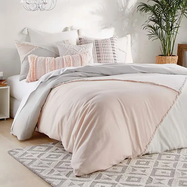 PERI HOME Color Block Fringe Comforter Set, King